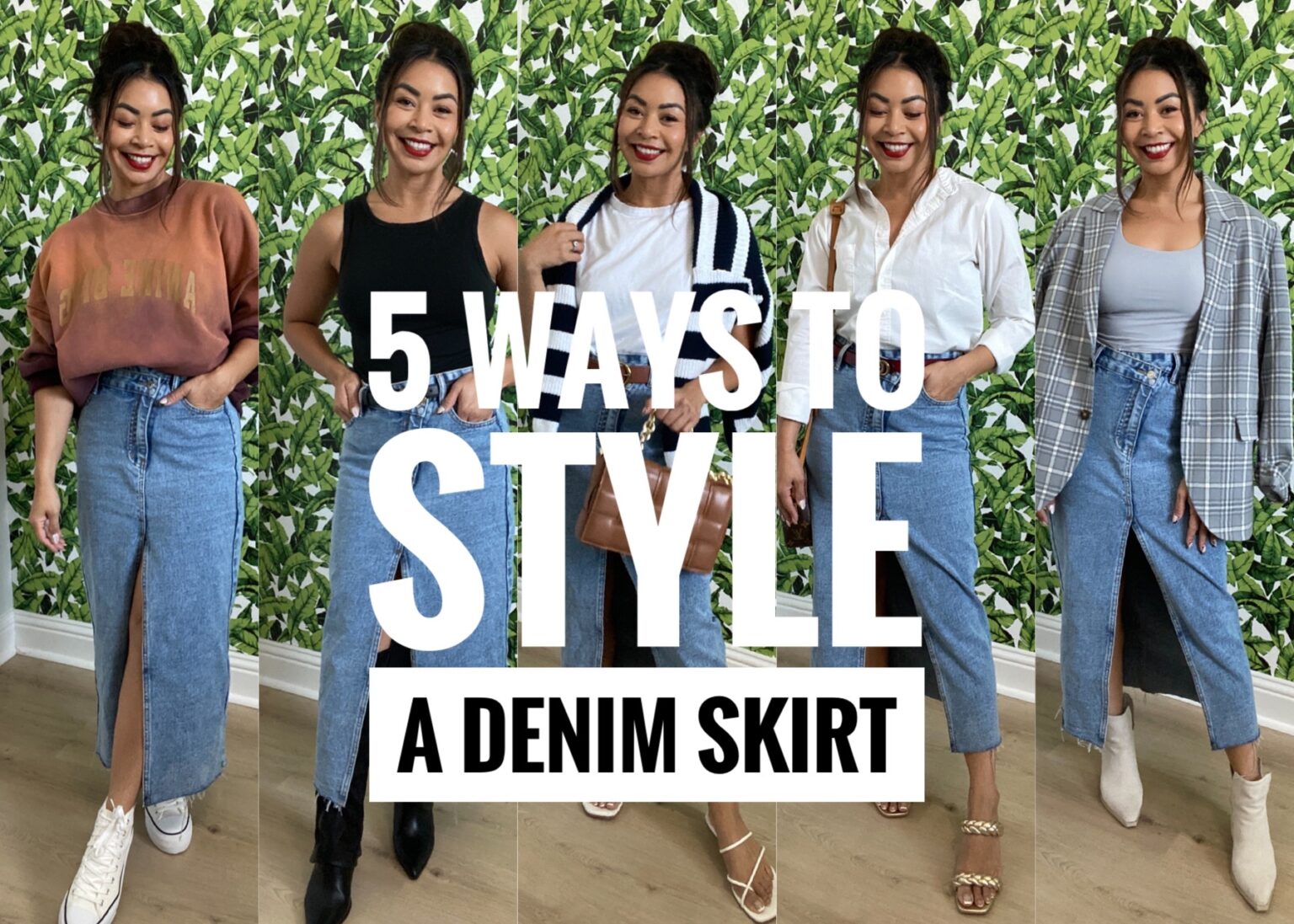 5 Ways To Style A Denim Skirt - Roselyn Weaver